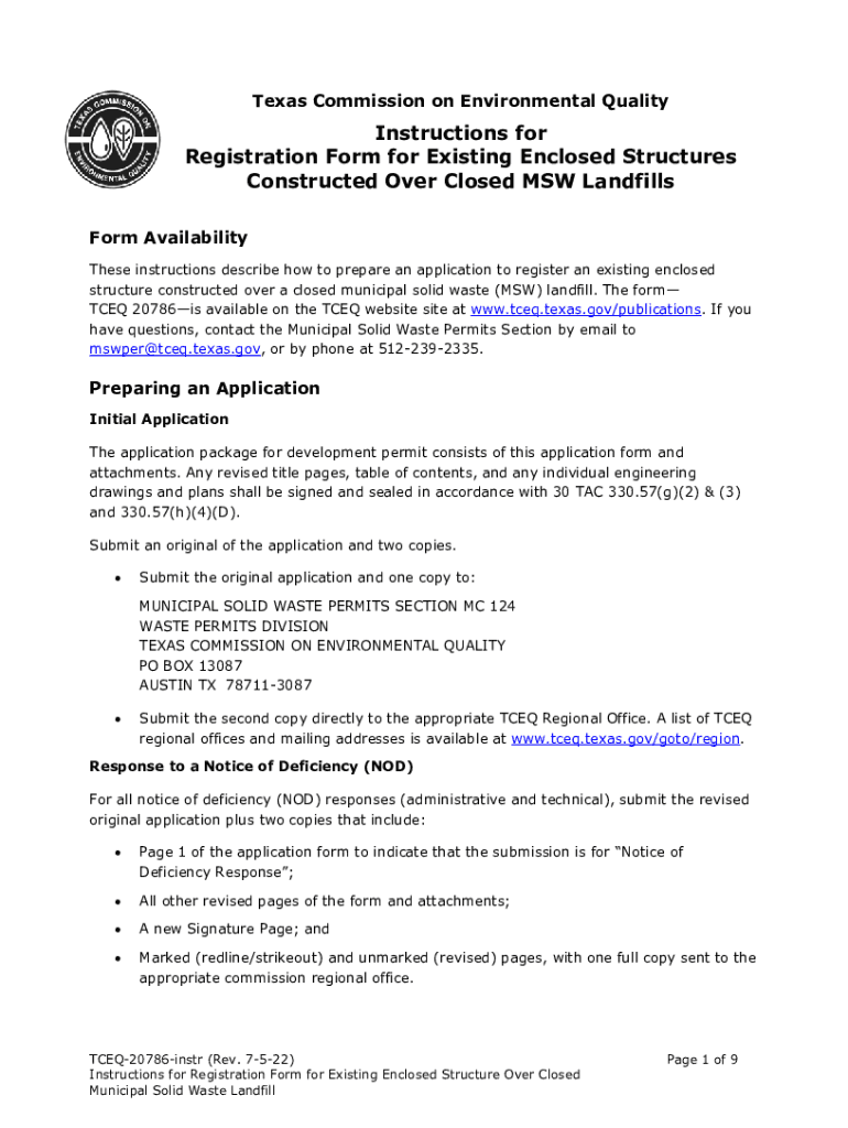 Fillable Online TCEQ-20786-instr, Instructions for Registering an ...