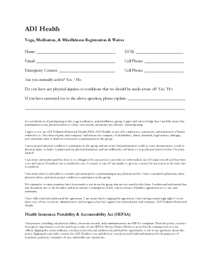 Fillable Online Yoga Registration and Wiaver Form Fax Email Print - pdfFiller