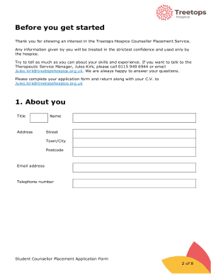 Fillable Online Student Counsellor Placement Application Form Fax Email Print - pdfFiller
