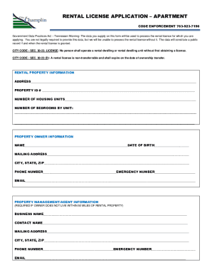 Fillable Online RENTAL LICENSE APPLICATION APARTMENT Fax Email Print ...