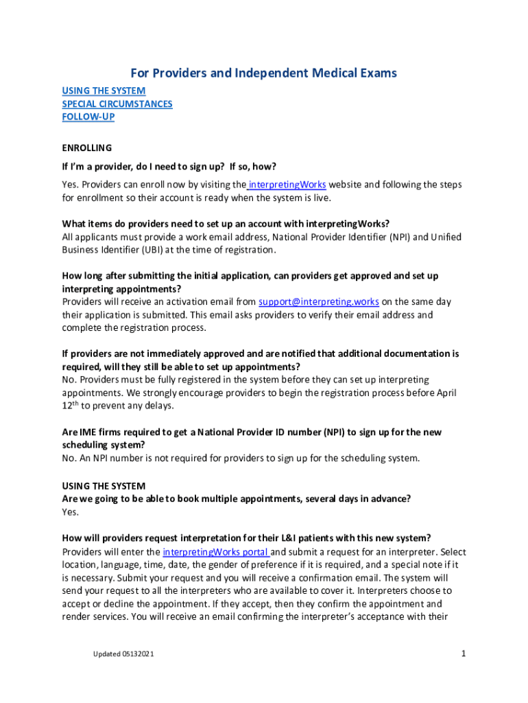 Fillable Online lni wa FAQs for Providers and Medical Personnel Fax ...