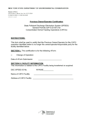 Fillable Online Previous Owner/Operator Certification. SPDES General ...