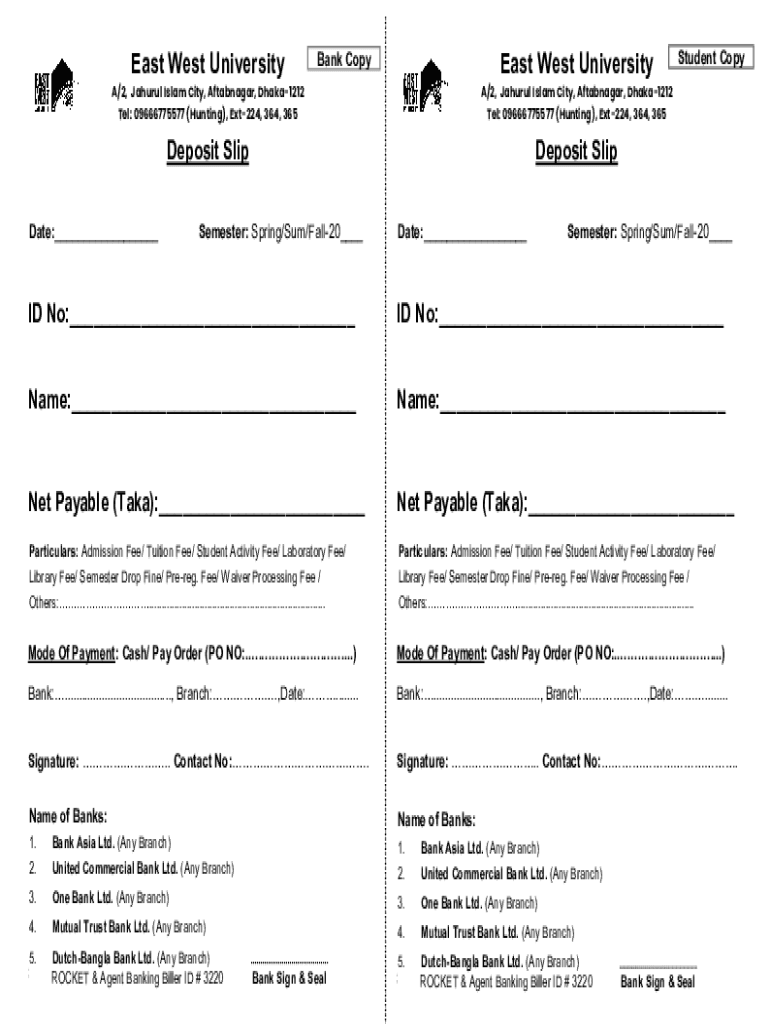 Fillable Online East West University East West University Fax Email Print - pdfFiller