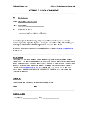 Fillable Online offices depaul Appendix A Sample Legal Hold Notice.pdf ...