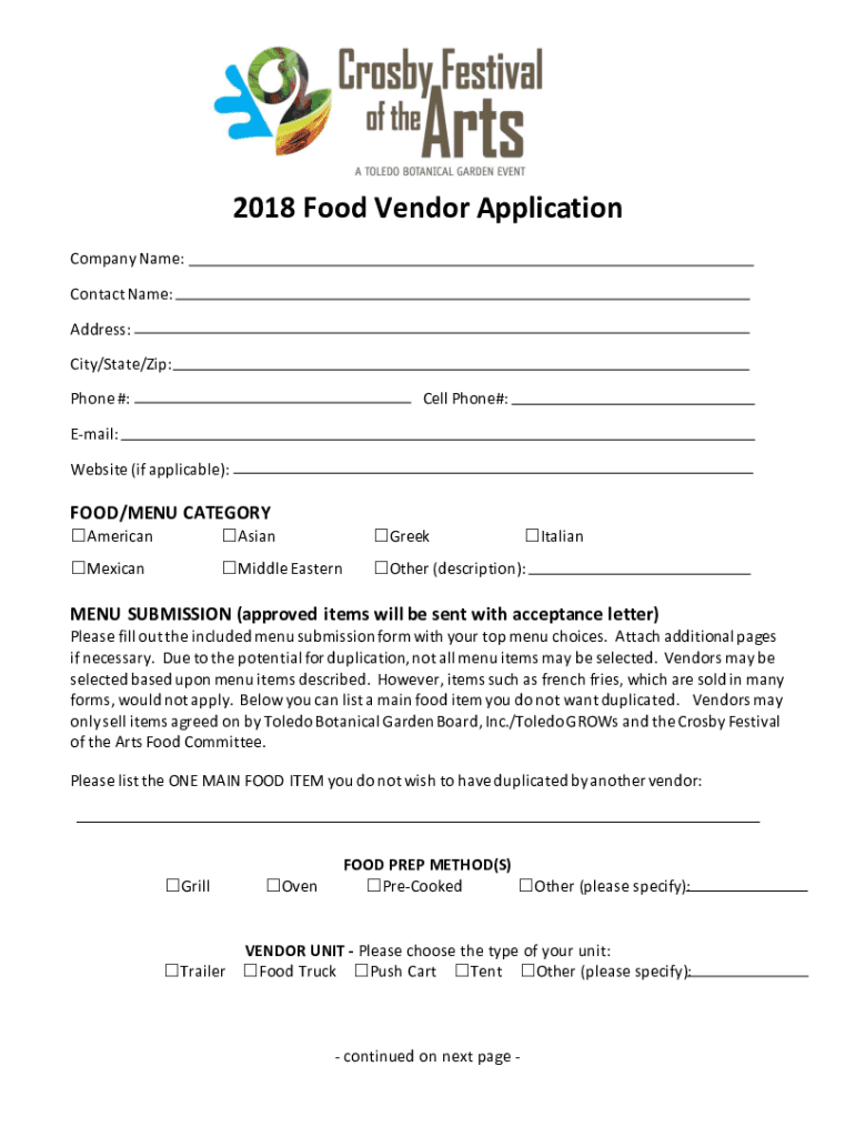 Fillable Online Mobile Food Vendor License Application and Checklist ...