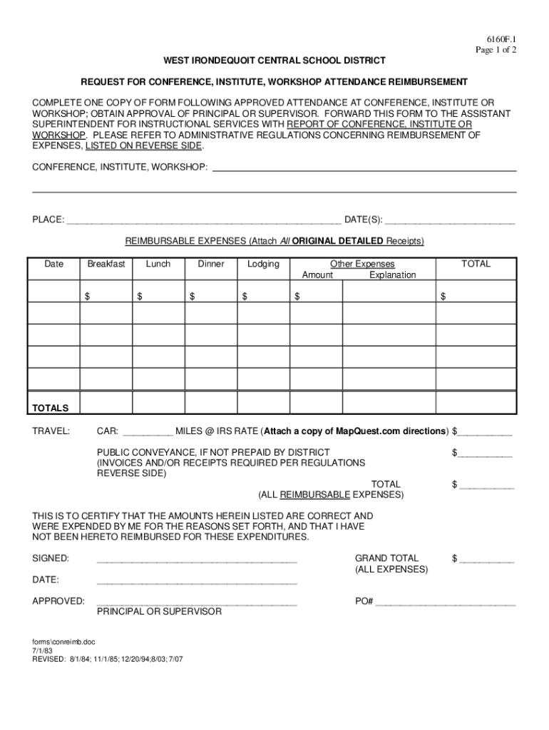 Fillable Online Request for Conference, Workshop or Institute ...