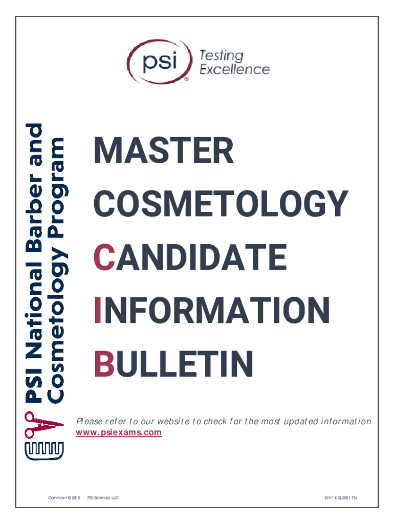 Fillable Online MASTER COSMETOLOGY CANDIDATE INFORMATION ... Fax Email ...