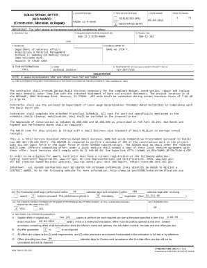 SOLICITATION, OFFER AND AWARD (Construction, ... Doc Template | pdfFiller