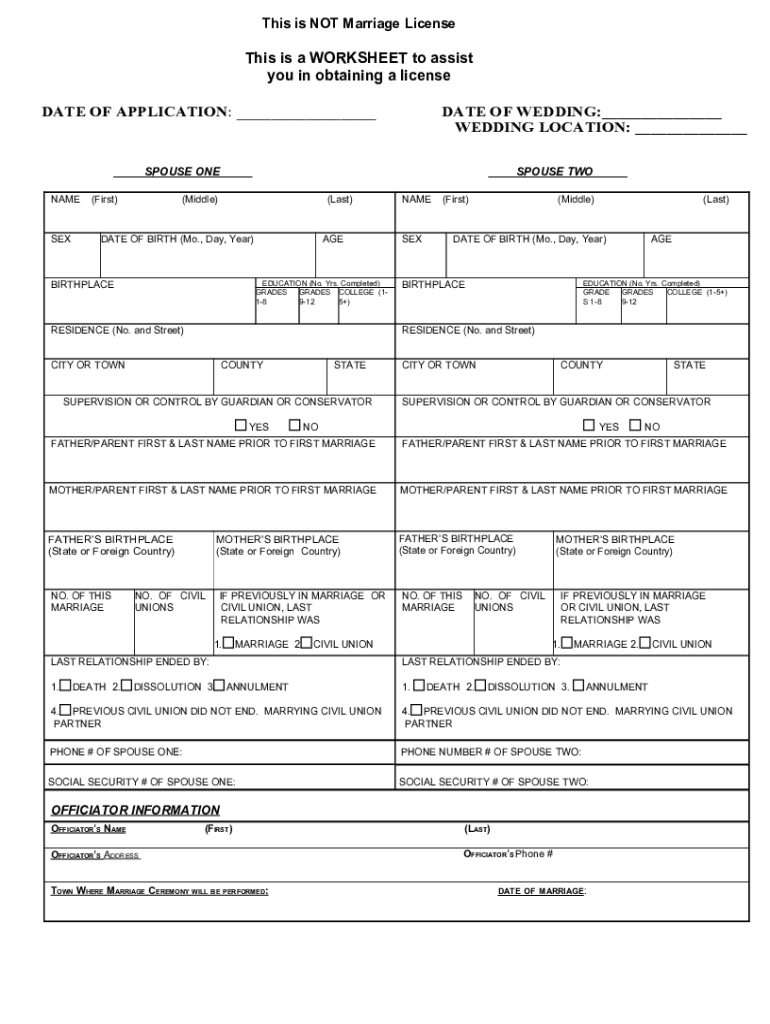 Fillable Online 40-1-107 Form of application, license, marriage certificate, ... Fax Email Print ...