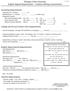 Fillable Online english msu Tier II writing requirement - MSU RO ...