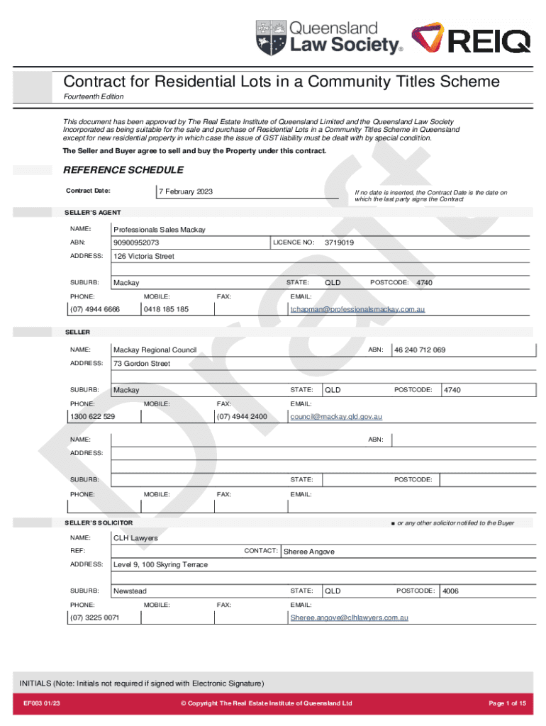 Fillable Online Superseded: Contract for Residential Lots in a ...