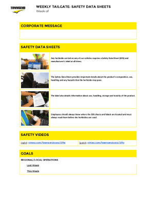 Fillable Online weekly tailgate: safety data sheets Fax Email Print ...