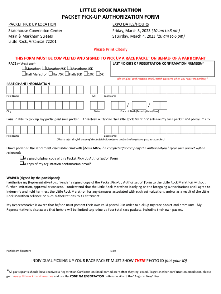 Fillable Online 2021 Packet Pickup Authorization Form Fax Email Print - pdfFiller