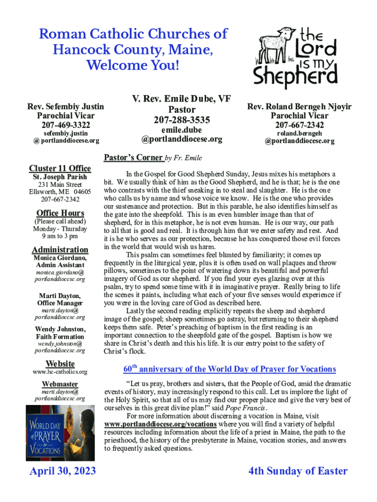 Fillable Online Roman Catholic Churches of Hancock County, Maine, ... Fax Email Print - pdfFiller