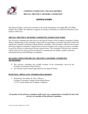 Fillable Online AB 318 ADVISORY COMMITTEE APPLICATION FORM Fax Email ...