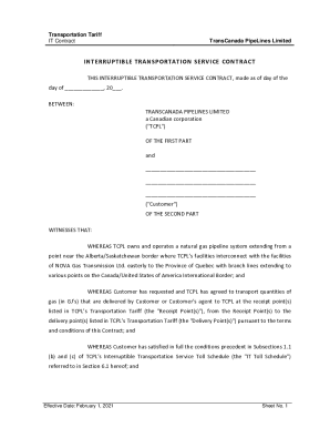 Fillable Online FIRM TRANSPORTATION SERVICE CONTRACT Fax Email Print ...