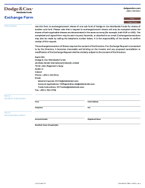 Fillable Online Dodge & Cox Worldwide Funds Exchange Form. Dodge & Cox ...