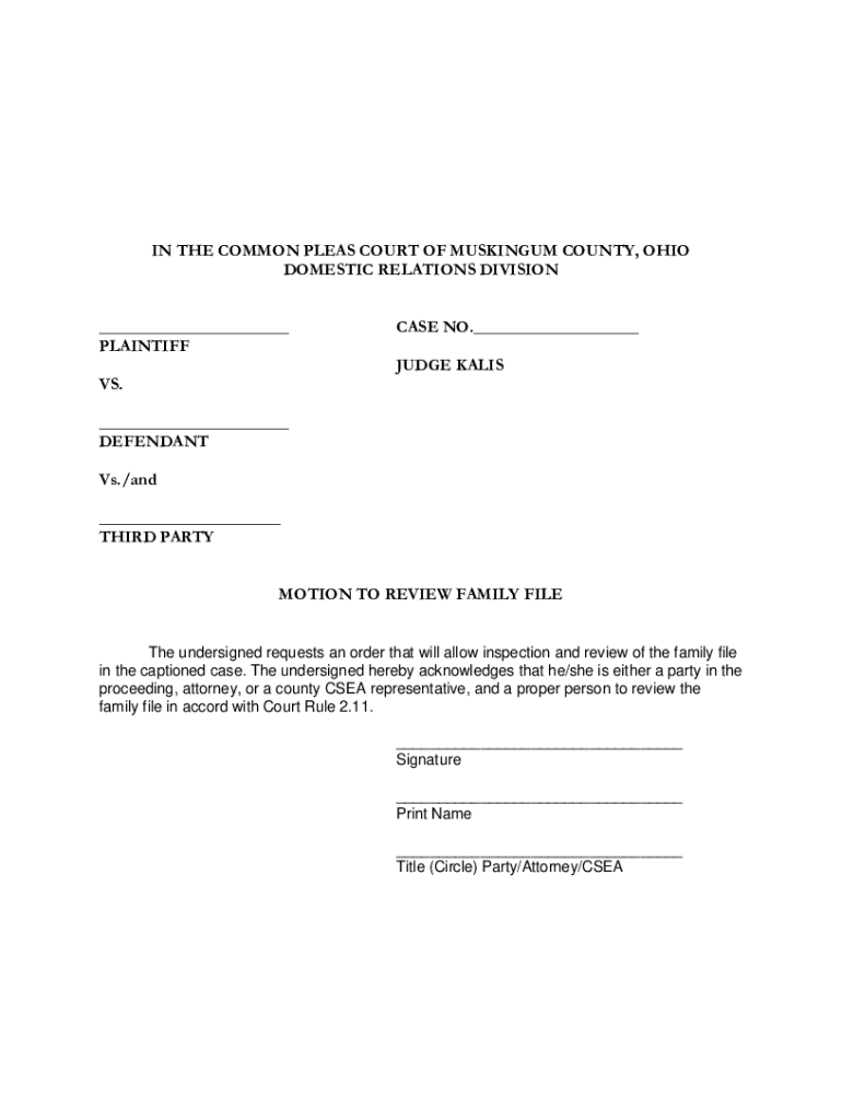 Fillable Online 61. motion.order to review family file with third party ...