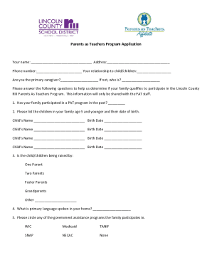 Fillable Online PAT application (1).doc Fax Email Print - pdfFiller