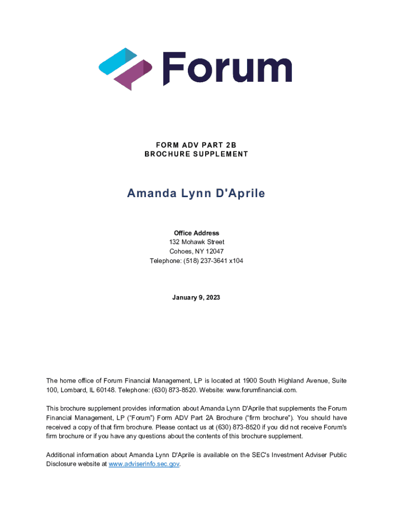 Fillable Online D'Aprile, Amanda - Form ADV 2B Template Fax Email Print ...