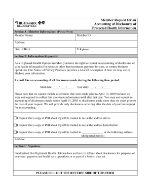 Fillable Online Highmark Health Options Member Request for Access to ...