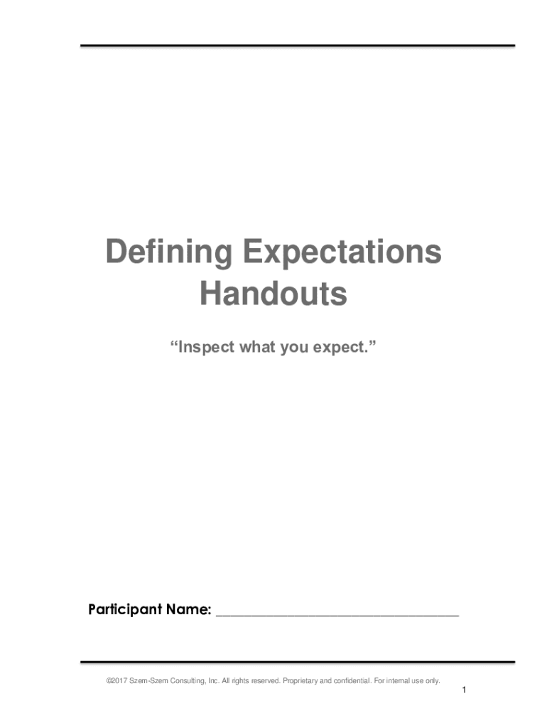 Fillable Online Defining Expectations Handouts Fax Email Print - pdfFiller
