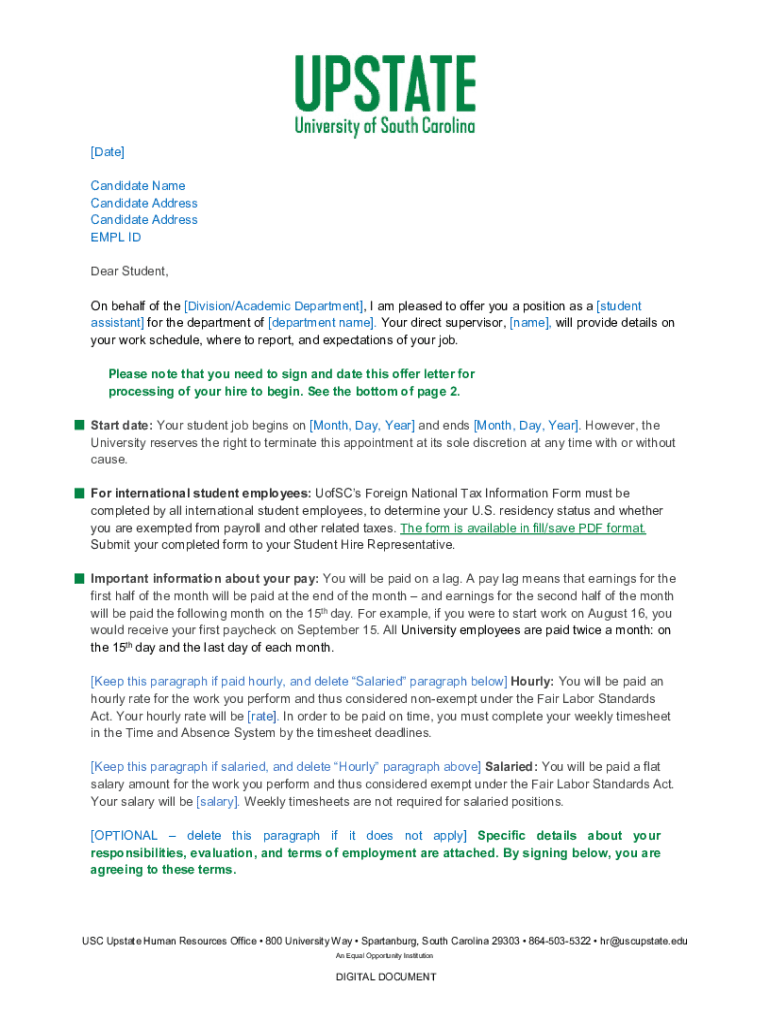 Fillable Online student-rehire-offer-letter.pdf Fax Email Print - pdfFiller