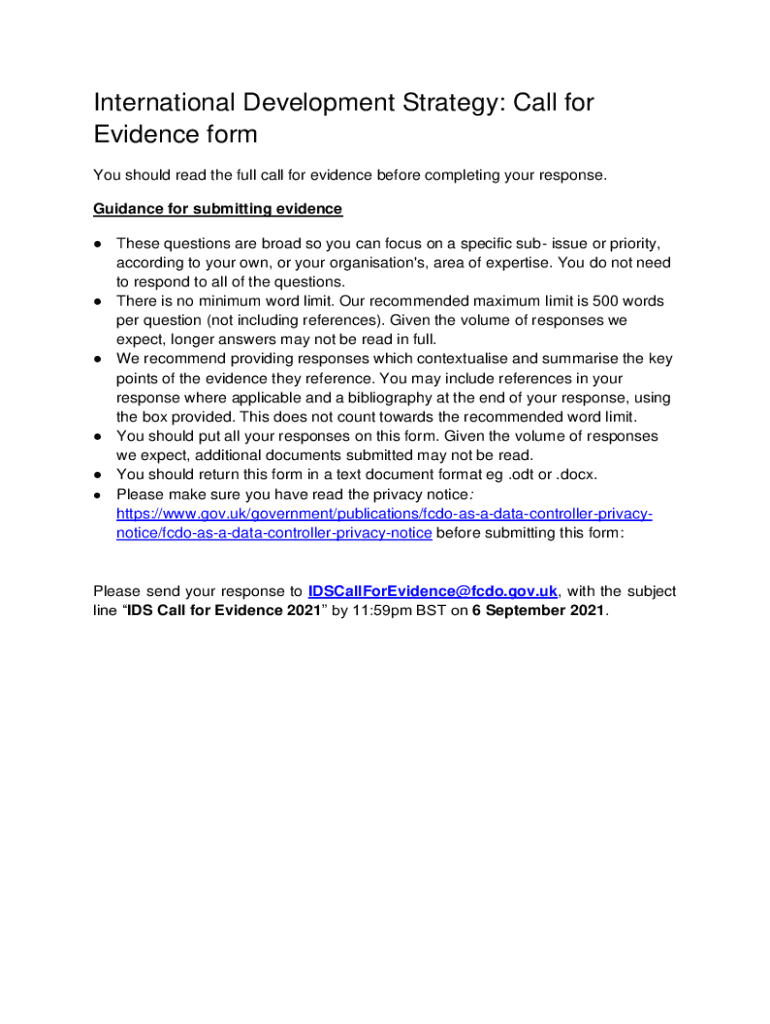 Fillable Online Integrated Review: Call for Evidence response template ...