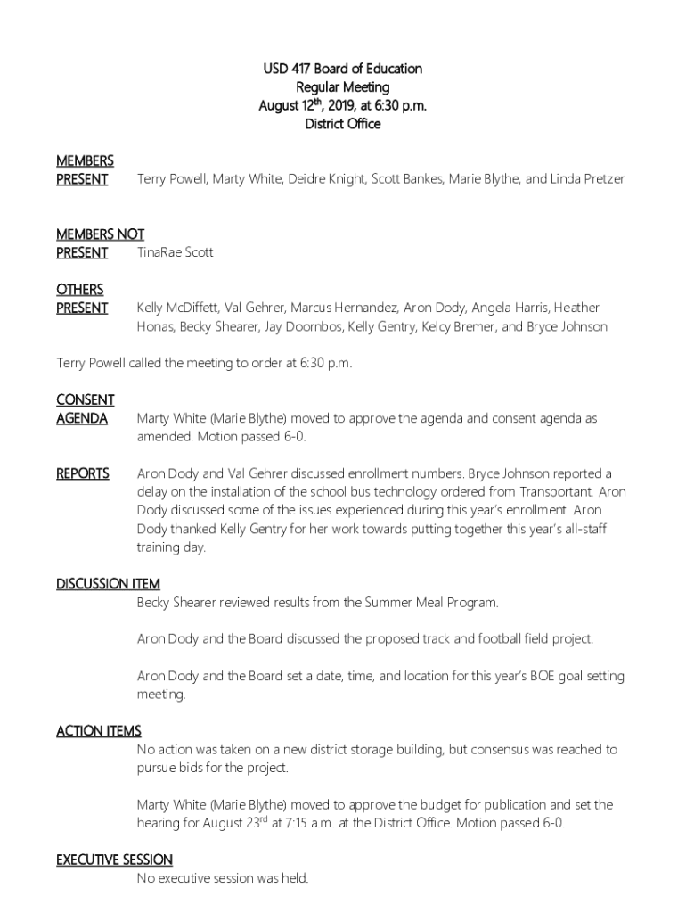 Fillable Online Terry Powell, Marty White, Deidre Knight, Scott Bankes ...