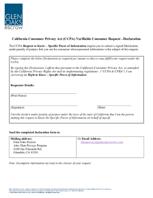 Fillable Online How to Verify a CCPA Consumer Request Fax Email Print ...