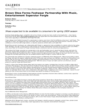 Fillable Online Brown Shoe Forms Footwear Partnership With Music ...