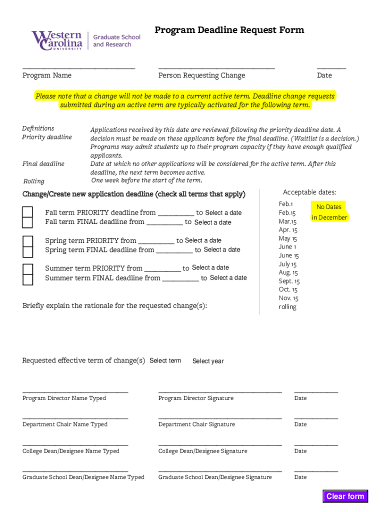 Fillable Online Program Deadline Change Request Form.docx Fax Email ...