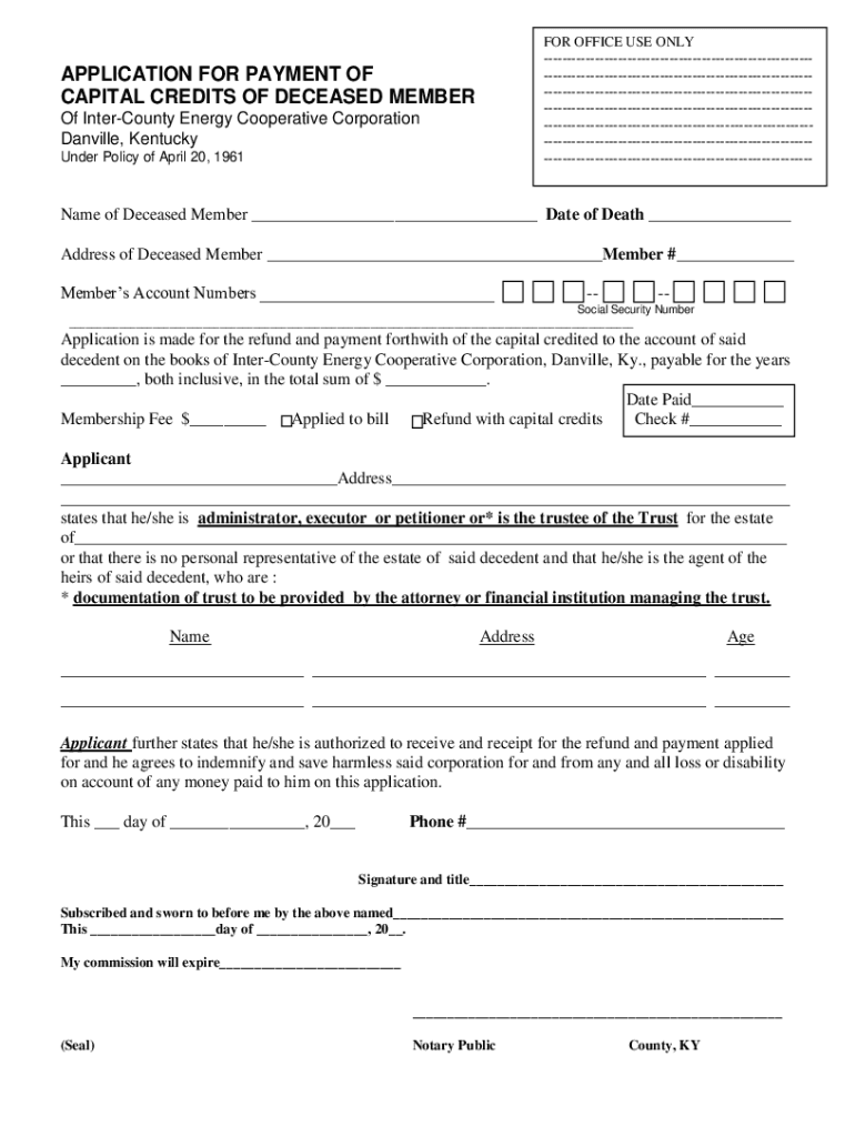 Fillable Online Application for Certificate of Convenience and ...