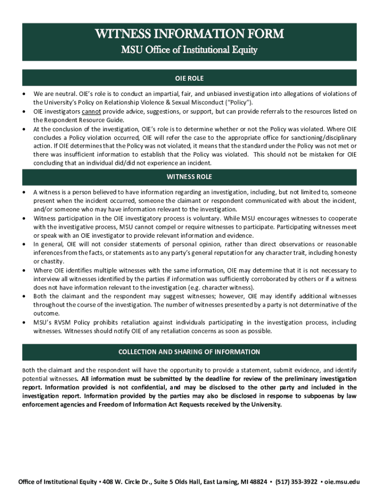 Fillable Online Witness Information Form Fax Email Print - pdfFiller