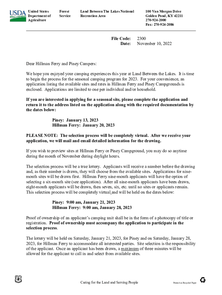 Fillable Online USDA Forest Service Land Between the LakesGovernment Fax Email Print - pdfFiller