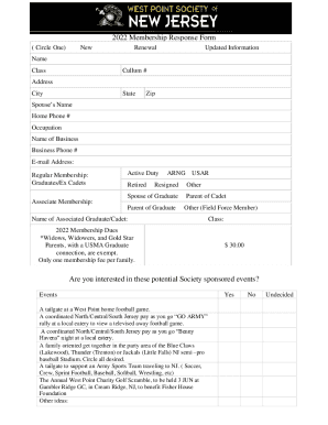Fillable Online 2022 Membership Response Form Fax Email Print - pdfFiller