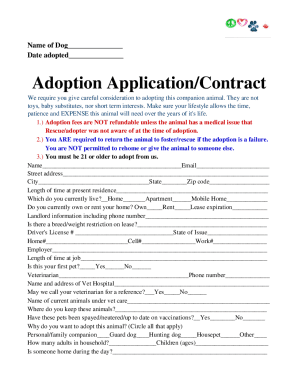 Fillable Online Adoption Application/Contract Fax Email Print - pdfFiller