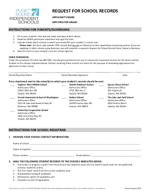 Fillable Online REQUEST FOR SCHOOL RECORDS Fax Email Print - pdfFiller