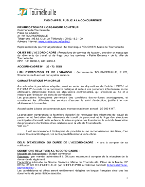 Remplissable En Ligne OBJET DE LACCORD-CADRE : Prestations de services de location, entretien et ...