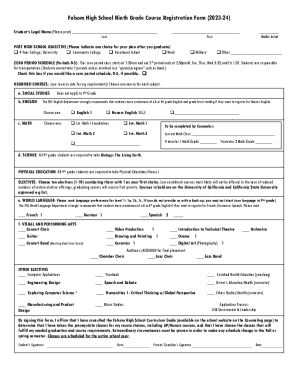 Fillable Online 9th Grade Course Selection Form ... Fax Email Print ...