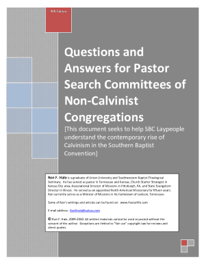 Fillable Online Questions and Answers for Pastor Search Committees of ...
