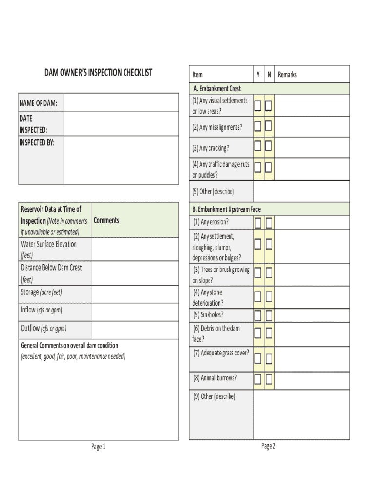 Fillable Online dnrc mt Dam Inspection by OwnerFact Sheet Fax Email ...