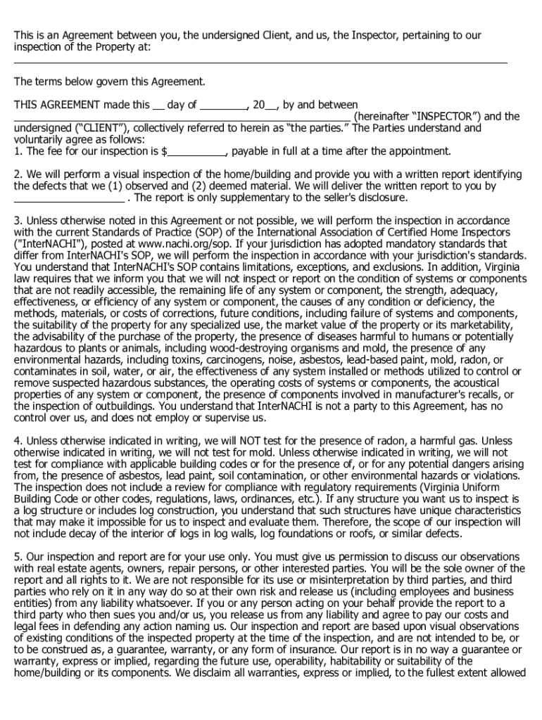 Fillable Online 4-Point Inspection Agreement Fax Email Print - pdfFiller