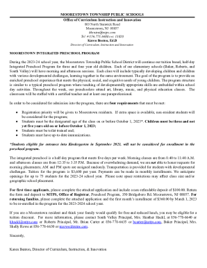 Fillable Online 23-24 Pre-K Registration Letter Fax Email Print - pdfFiller