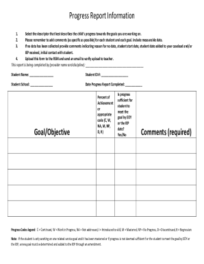 Fillable Online IEP Progress Reports: What Should Be Reported Vs ...