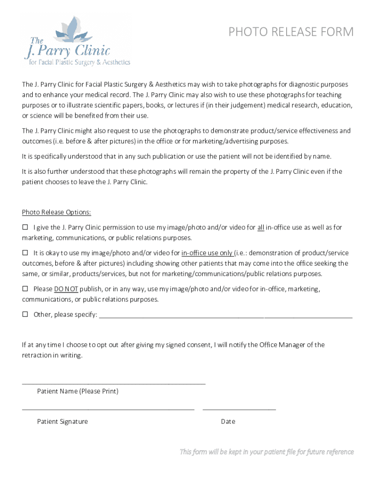 Fillable Online Plastic Surgery Patient Forms Cleveland ... Fax Email ...