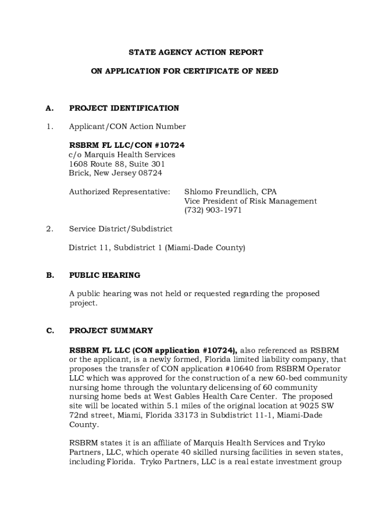 Fillable Online state agency action report on application for ...