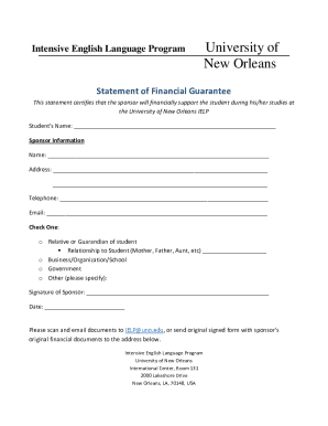 Fillable Online Statement of Financial Guarantee Fax Email Print - pdfFiller