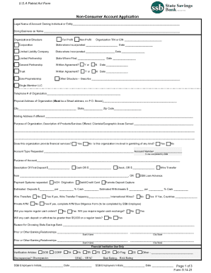 Fillable Online Non-Consumer Account Application - State Savings Bank ...