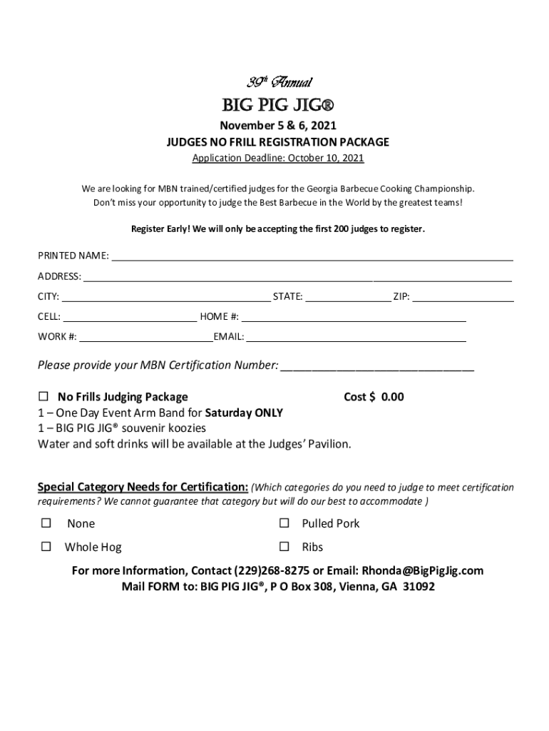 Fillable Online The Big Pig Jig, the South's Biggest Barbecue Contests ...